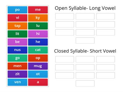 Closed and open syllable sort - Teaching resources