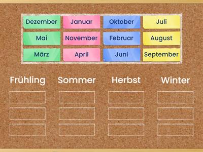 Jahreszeiten monate wochentage - Unterrichtsmaterialien
