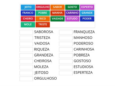 Sufixo oso osa eza agem - Recursos de ensino