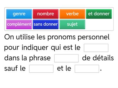 Les pronoms personnels - Ressources pédagogiques