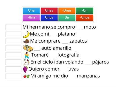 Juego artículos definidos e indefinidos - Recursos didácticos