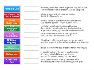 Important dates - Recursos didácticos
