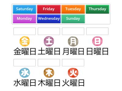 Japanese Days of the week - Teaching resources