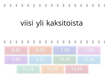 Kellonajat ja vuorokaudenajat - Tehtävät