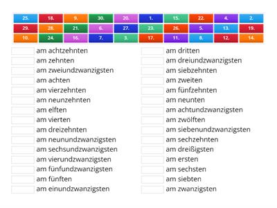 Deutsch Die ordinalzahlen - Unterrichtsmaterialien
