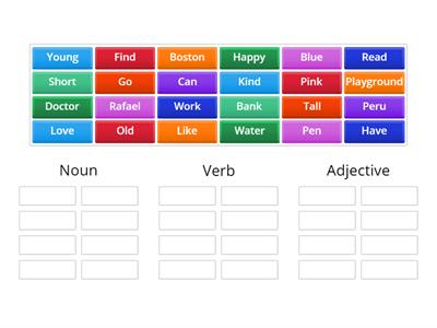 Noun verb adjective game - Teaching resources