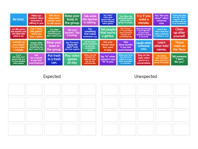 Expected vs unexpected behavior - Teaching resources