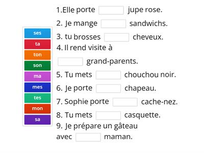Les adjectifs possessifs - Ressources pédagogiques
