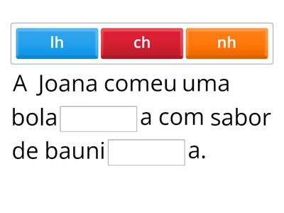 Ditado de palavras com nh ch e lh - Recursos de ensino