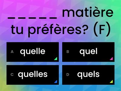 Quel quelle quels quelle - Ressources pédagogiques