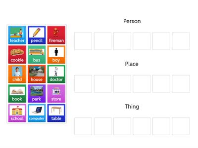 Person place thing animal - Teaching resources