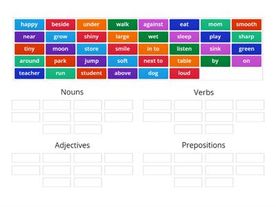 Prepositions Adjectives Nouns verbs - Teaching resources