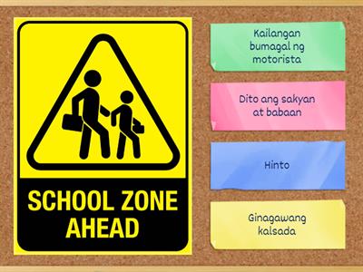 Mga babala sa kalsada - Aktibidad sa pagtuturo