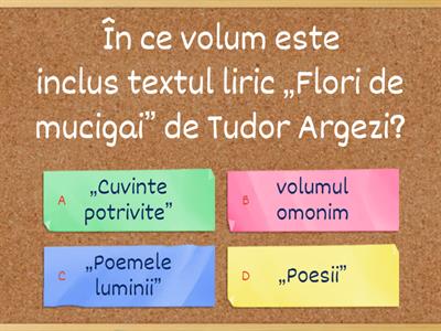 Flori de mucigai de tudor arghezi - Resurse didactice