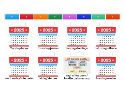 7th Grade Spanish Días de la semana - Výukové zdroje