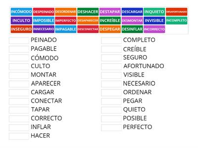 Prefijos des in y re - Recursos didácticos