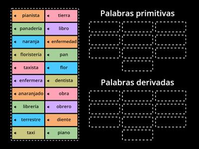 Palabras primitive y derivadas - Recursos didácticos