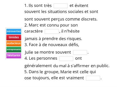 Adjectifs de personnalité - Ressources pédagogiques