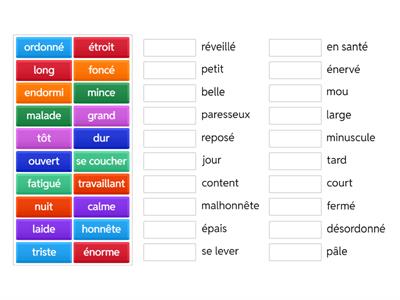 Les contraires - Ressources pédagogiques