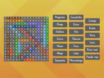Sopa de letra animales - Recursos didácticos