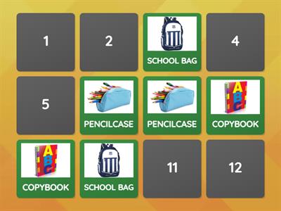 School objects Memory game - Recursos didácticos