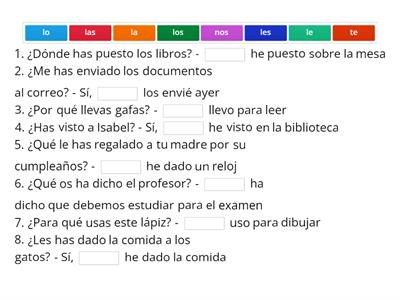 Objeto indirecto objeto directo - Recursos didácticos
