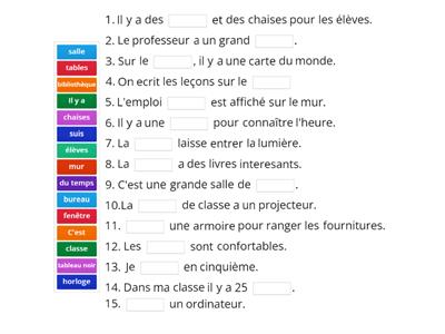 Objets de la salle de classe - Ressources pédagogiques