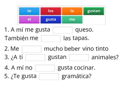Verbo gustar - Recursos didácticos