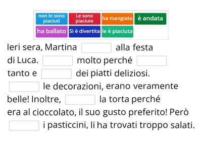 Verbo piacere passato prossimo - Recursos didácticos