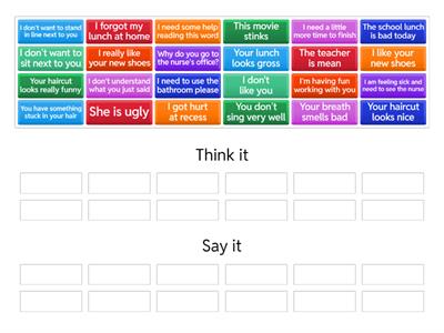 Think it or say it - Teaching resources