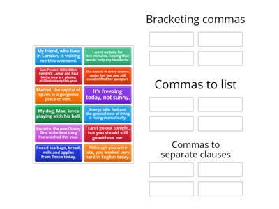 Commas list - Teaching resources