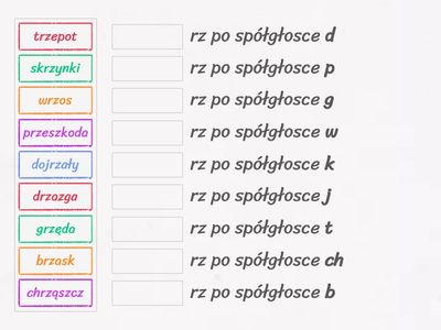 Dyktando z rz po spółgłoskach - Materiały dydaktyczne
