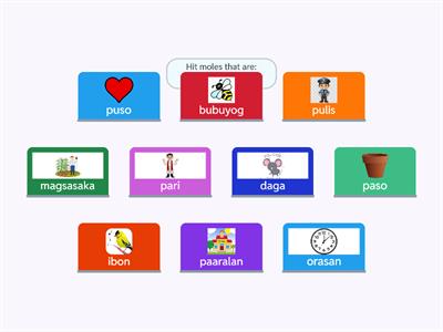 Mga salita na nagsisismula sa letrang g - Aktibidad sa pagtuturo