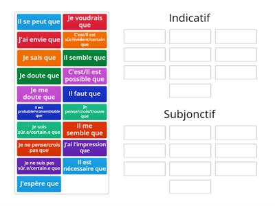 Subjonctif indicatif - Recursos didácticos