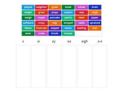 Long a word sort - Teaching resources