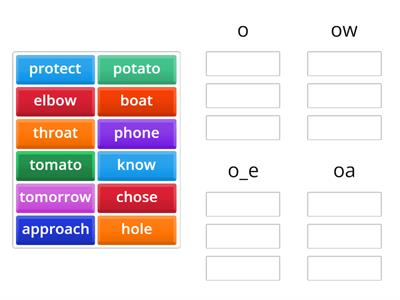 Long o word sort - Teaching resources