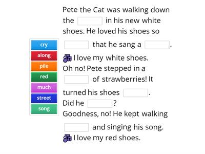 Pete the cat i love my white shoes - Teaching resources