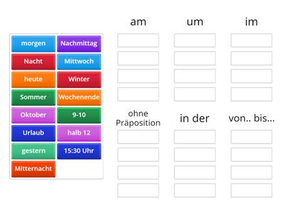 Temporale präposition a1 - Unterrichtsmaterialien