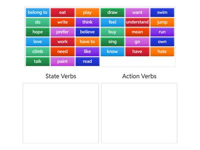 Verbs Action and state - Recursos didácticos