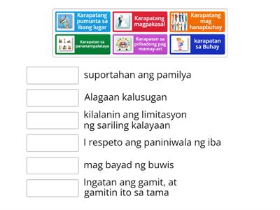 Karapatan at tungkulin interactive activity - Aktibidad sa pagtuturo