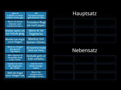 Hauptsatz nebensatz - Unterrichtsmaterialien