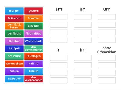 Temporale präpositionen a2 - Unterrichtsmaterialien