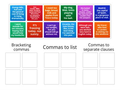 Commas list - Teaching resources