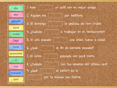 Preterito indefinido regulares - Recursos didácticos