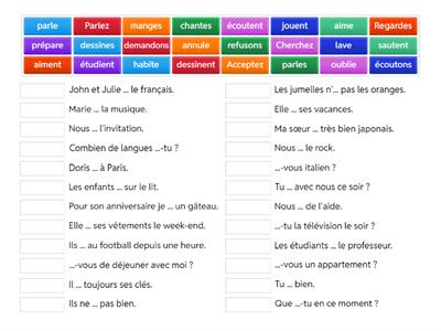 Conjugaison présent 1er groupe - Ressources pédagogiques