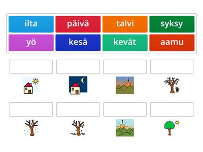 Kellonajat ja vuorokaudenajat - Tehtävät