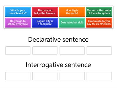 Declarative and interrogative sentences - Teaching resources