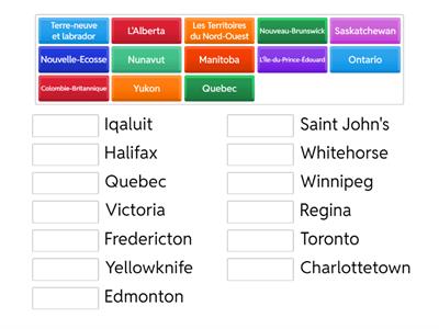 Les provinces et les territoires du canada - Ressources pédagogiques