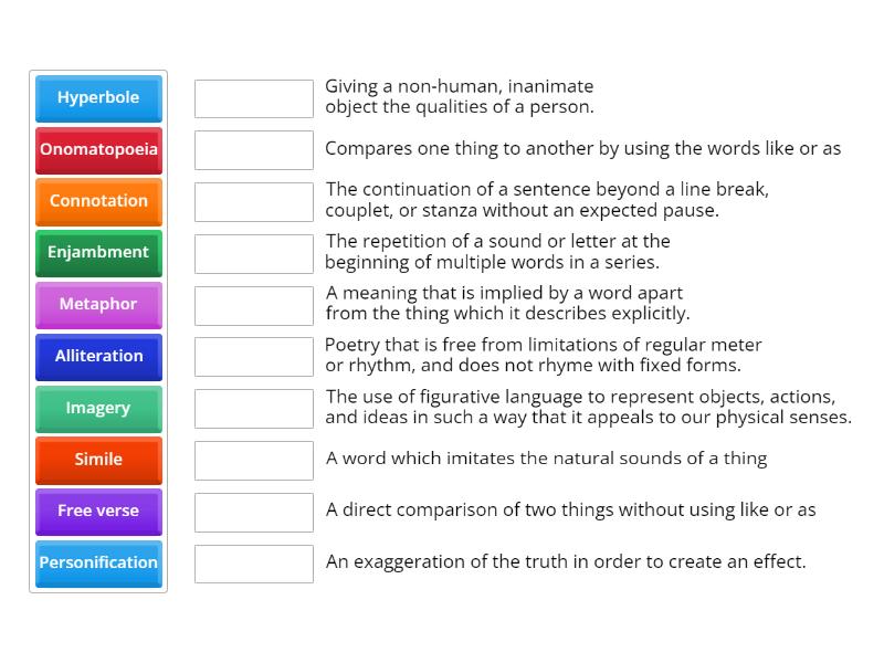 Poetic devices /Figures of speech - Match up