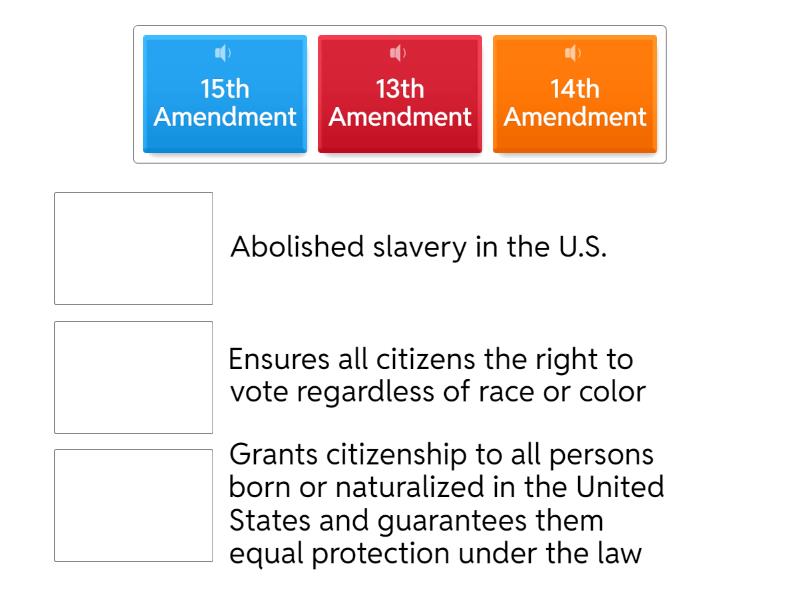 13th, 14th, and 15th Amendments - Match up